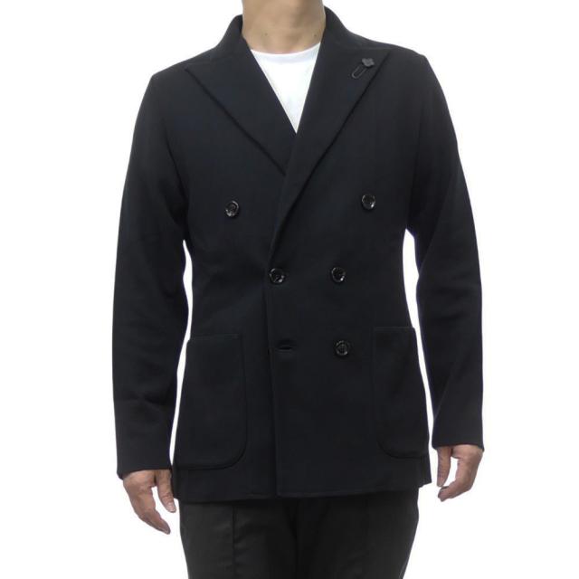セールSS LARDINI ラルディーニ ジャケット メンズ コットン 綿100％ ニット ダブル6Bジャケット ESLJM57 ES64002 カーディガン 上品 ブランド カジュアル きれいめ ブラック
