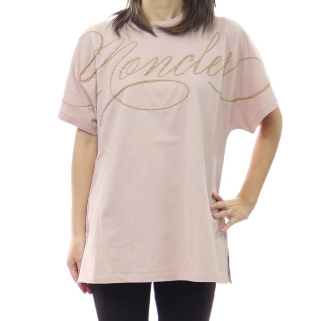 セールSS MONCLER モンクレール Tシャツ レディース 半袖 クルーネック コットン 綿100％ 8C00003 89AUO ピンク
