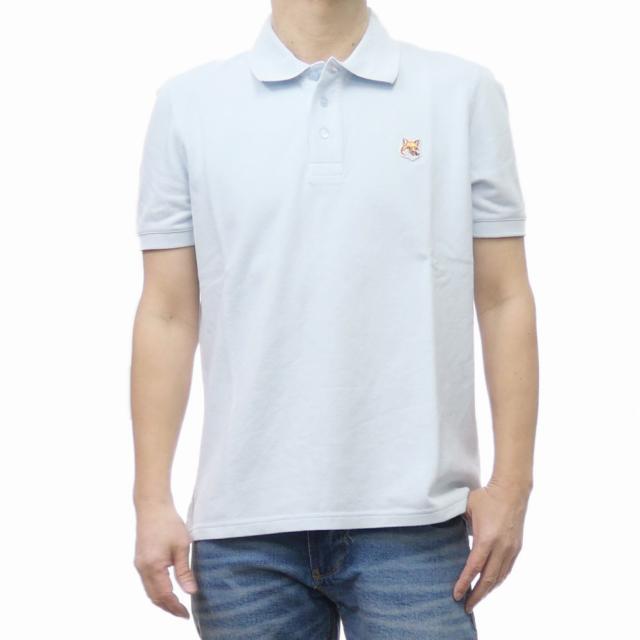 セールSS MAISON KITSUNE メゾンキツネ ポロシャツ 半袖 メンズ 鹿の子 コットン 綿100％ MM00208KJ7002 FOX HEAD PATCH REGULAR POLO 無地 ワンポイント ブランド ロゴ カジュアル スポーティ 大きいサイズ ライトブルー