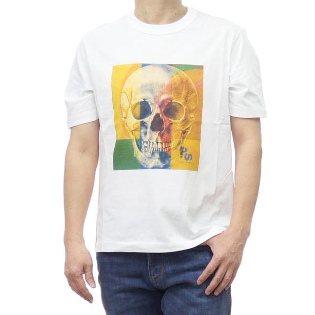 セールSS PS PAUL SMITH ポールスミス Tシャツ メンズ 半袖 クルーネック コットン 綿100％ M2R 220X PP4703 ブランド プリント 大きいサイズ ホワイト