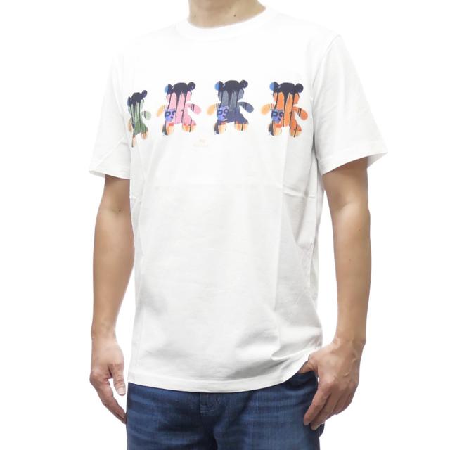 セールSS PS PAUL SMITH ポールスミス Tシャツ メンズ 半袖 クルーネック コットン 綿100％ M2R 011R PP5131 プリント ブランド ロゴ カジュアル ポップ ホワイト