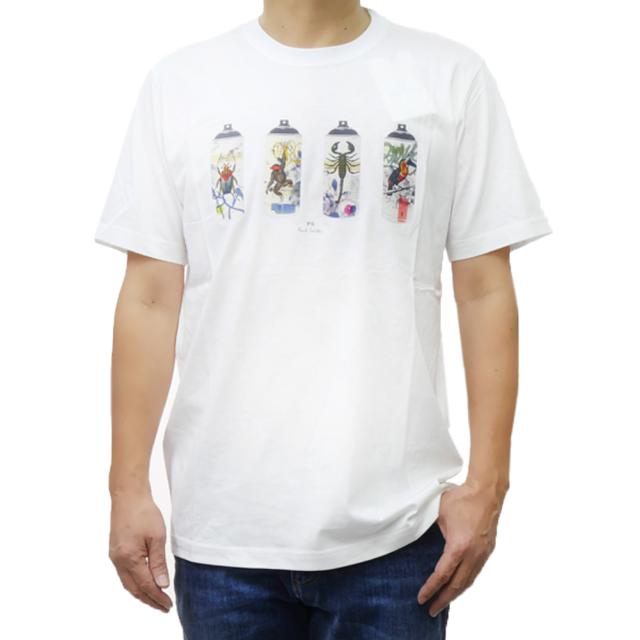 セールSS PS PAUL SMITH ポールスミス Tシャツ メンズ 半袖 クルーネック コットン 綿100％ M2R 011R PP5080 プリント ブランド ロゴ 大きいサイズ ホワイト