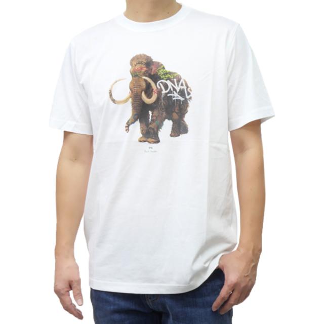 セールSS PS PAUL SMITH ポールスミス Tシャツ メンズ 半袖 クルーネック コットン 綿100％ M2R 011R PP5081 プリント ブランド ロゴ 大きいサイズ ホワイト