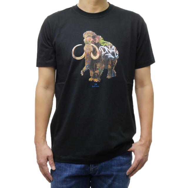 セールSS PS PAUL SMITH ポールスミス Tシャツ メンズ 半袖 クルーネック コットン 綿100％ M2R 011R PP5081 プリント ブランド ロゴ 大きいサイズ ブラック