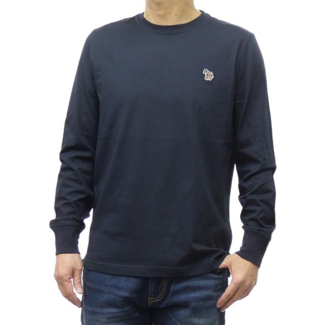 セールSS PS PAUL SMITH ポールスミス Tシャツ メンズ 長袖 クルーネック コットン 綿100％ ロンT M2R 828R KZEBRA ネイビー 定番人気商品