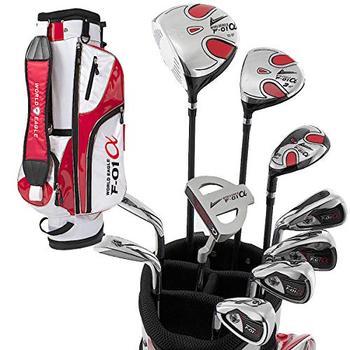 WORLD EAGLE(ワールドイーグル) F-01α メンズ ゴルフ クラブ フルセット ホワイトレッド バッグver. 左用 フレックスS WE-J-F-01-MLH-WR