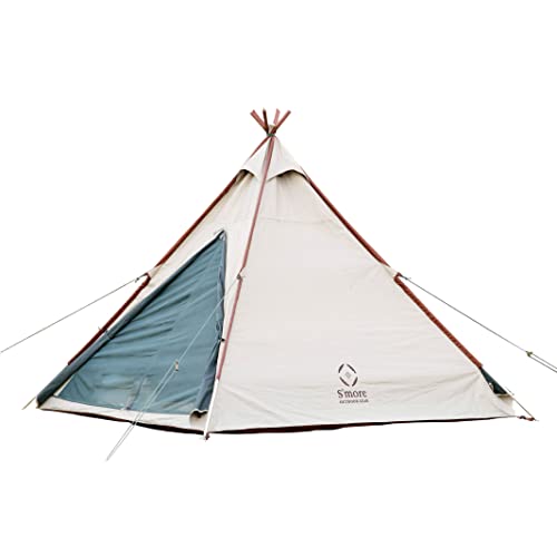 S'more(スモア) A-Base tent ソロテント ティピーテント テント ティピ tipi 収納バッグ付き ソロキャンプ 1~2人用 キャンプ 防水 UPF50+ ポリエステル ホワイト FREE