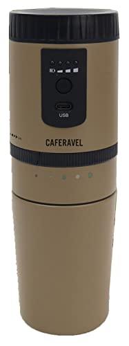エステエール コーヒーメーカー 電動式 一人分 キャンプ アウトドア に オールインワン cafravel (豆を挽く、ドリップ、飲む これ一台で) サンド ベージュ MEK-A107FB