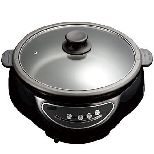 [東京Deco] 電気 グリル鍋 1200W 深型 容量2.8L (直径27×深さ8cm) 着脱式 ガラス蓋 [3〜4人用] [深型ホットプレート] [4段階温度調整] ホットプレート フッ素コート加工 鍋 グリル プレート おでん鍋 焼