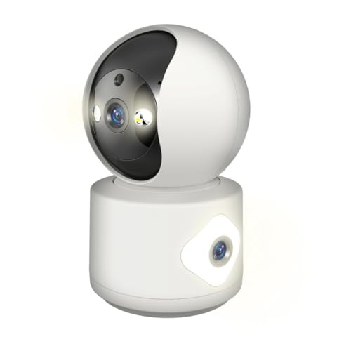 カシムラ スマートカメラ 2眼/首振 自動追跡機能 フルHD スマホ遠隔操作 録画 双方向通話 動体検知 赤外線暗視モード ペット/防犯/監視/介護/見守り 最大16台同時使用 NKJ-206