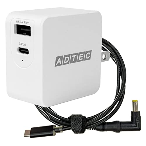 アドテック PD充電器 65W 2ポートeMarker/Pnasonic対応充電ケーブル付属USB-C+USB-APower Delivery/GaN (窒化ガリウム) ホワイト/APD-A065AC-wP3-WH