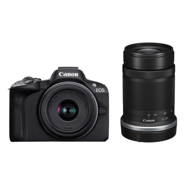 Canon ミラーレス一眼カメラ EOS R50 ダブルズームキット(RF-S18-45+RF-S55-210) ブラック/APS-C/約375g EOSR50BK-WZK