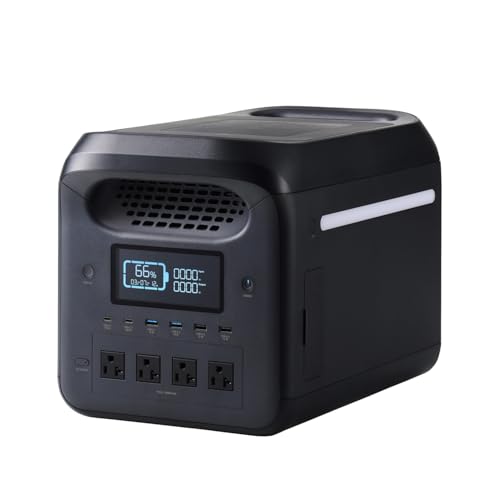 エレコム ポータブル電源 リン酸鉄 1229Wh AC定格出力1500W AC×4 USB-C×2 USB-A×4 シガーソケット ブラック DE-PS1200PBK