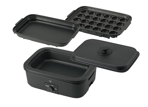 象印 デイリーコンパクトプレート 3枚タイプ 深なべ 平面プレート たこ焼きプレート 無水調理 コンパクト ブラック EJ-DE30-BA