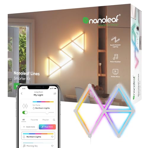 Nanoleaf(ナノリーフ) Lines 60° スターターパック 9本入り 簡単取付 1680万色 RGBCWマルチカラー スマートライト ゲーミングライト インテリア NL59-K-0006LW-9PK