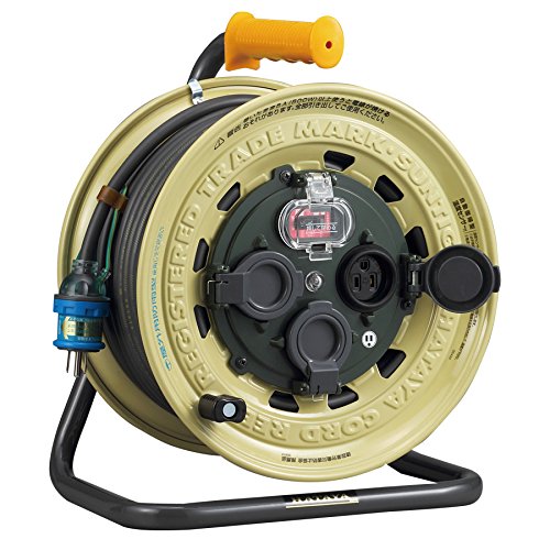 ハタヤ (HATAYA) コードリール 屋外用 (防雨型) 100V型 コード30m 太さ3.5 (極太ケーブル仕様) 安全防雨構造設計(IP55) 漏電遮断器 接地付 ニュートビプラグ仕様 コンセント3個 コンセント防雨キャップ付き