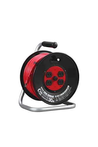 ハタヤ (HATAYA) コードリール 屋内用 100V型 コード30m 太さ1.25 標準型 コンセント4個 コンセント防塵シャッター付 家庭用 シンサンデーリール C-30