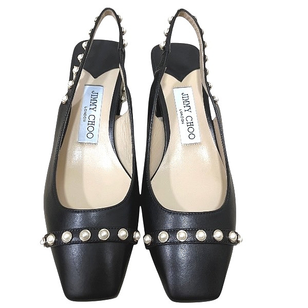 ジミーチュウ HYA45 フェイクパール ブラック ミュール サンダル 36C レディース 小物【中古】