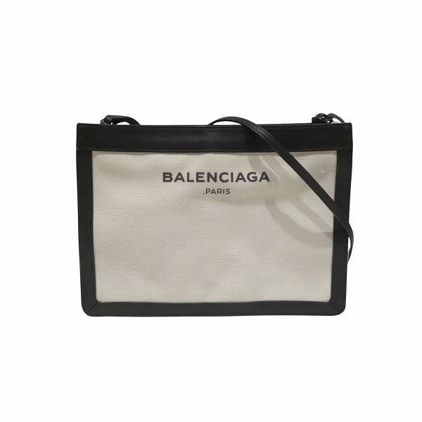 バレンシアガ ネイビーポシェット 339937 キャンバス レザー バッグ ショルダーバッグ クラッチバッグ ユニセックス【中古】