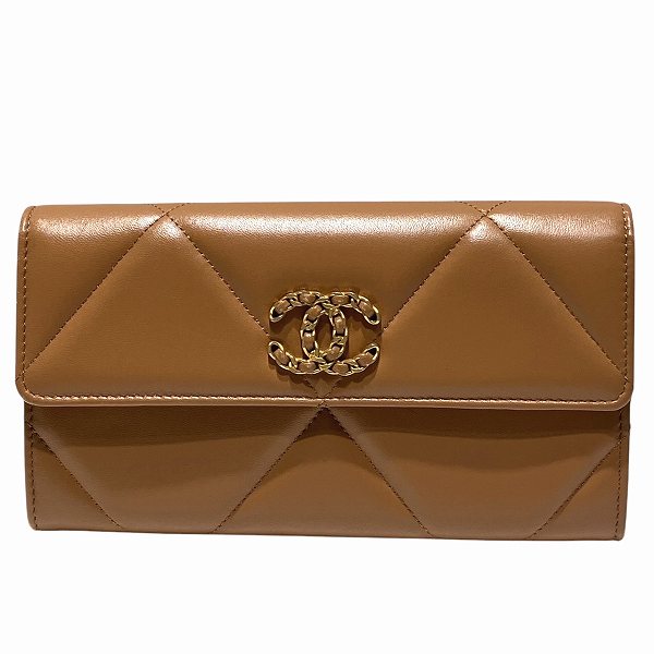 シャネル CHANEL マトラッセ キャメル 長財布 2つ折り財布 レディース【中古】
