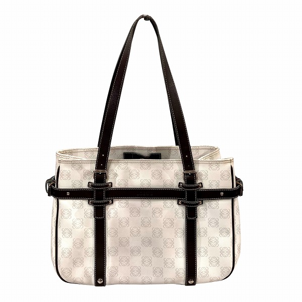 ロエベ LOEWE アナグラム ホワイト バッグ トートバッグ レディース【中古】
