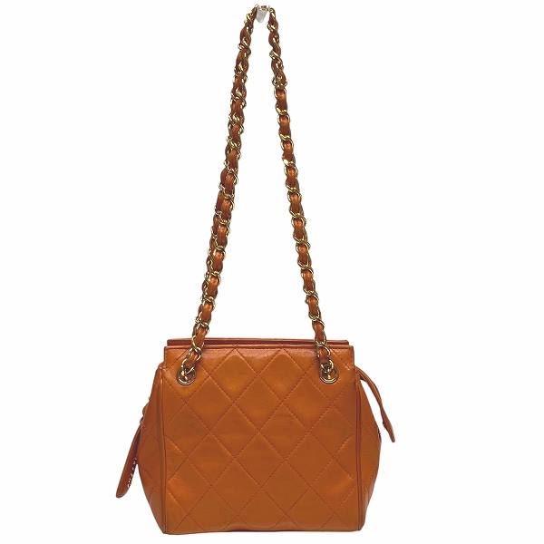 シャネル CHANEL マトラッセ ラムスキン チェーン オレンジ バッグ ショルダーバッグ レディース【中古】