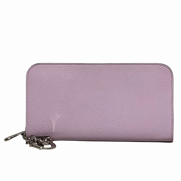 ディオール 24-MA-0164 ピンク×イエロー ロゴチャーム 長財布 レディース【中古】