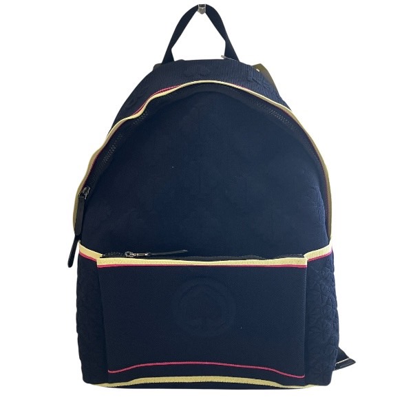 ケイト・スペード ネイビー×ピンク×オフホワイト ニット バッグ リュック レディース【中古】