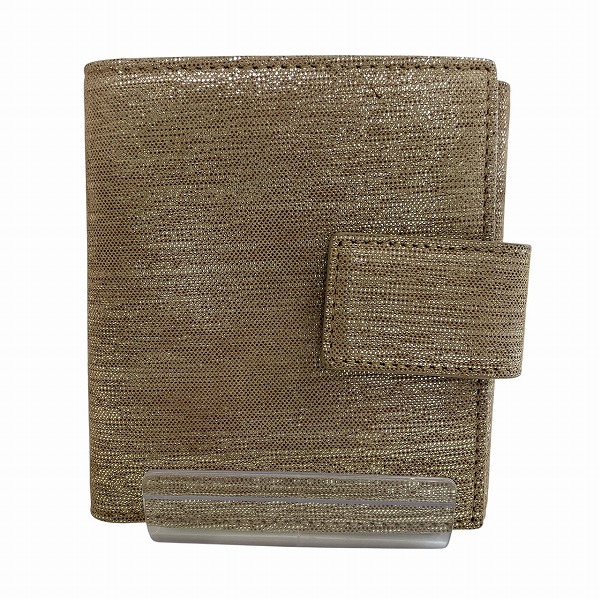 ディオール ゴールド レザー 長財布 2つ折り財布 レディース【中古】