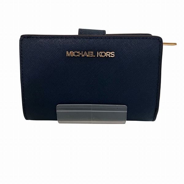マイケル・コース ネイビー PVC 財布 2つ折り財布 レディース【中古】