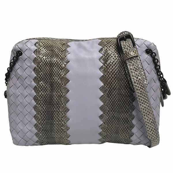 ボッテガ・ヴェネタ イントレチャート レザー パイソン バッグ ショルダーバッグ レディース【中古】