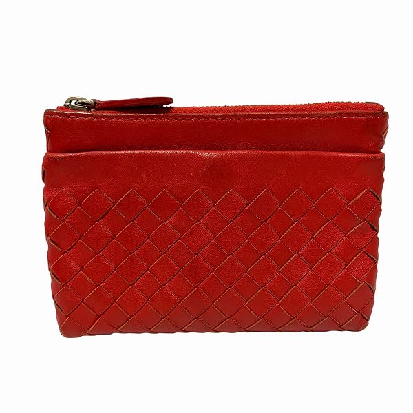 ボッテガ・ヴェネタ イントレチャート 275327 キーリング付き レッド ケース ユニセックス 財布【中古】