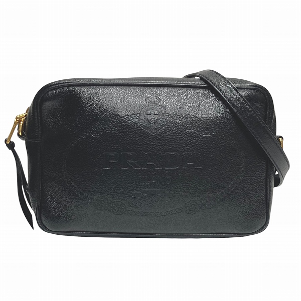 プラダ PRADA 1BH089 レザー ブラック バッグ ショルダーバッグ レディース【中古】