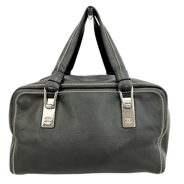 シャネル CHANEL ラムスキン ブラック ステッチ バッグ ハンドバッグ ミニボストンバッグ レディース【中古】