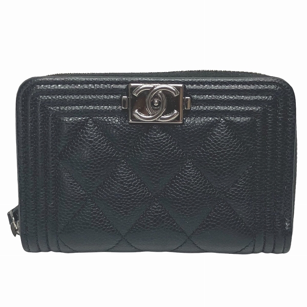 シャネル CHANEL ボーイ AP4018 キャビアスキン ブラック ケース レディース 財布【中古】