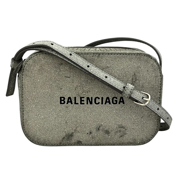バレンシアガ 552372 メタリックシルバー バッグ エブリデイ カメラバッグ ショルダーバッグ レディース【中古】