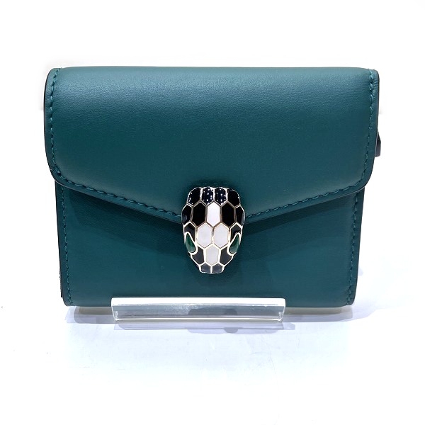 ブルガリ BVLGARI セルペンティ フォーエバー グリーンスネークヘッド 3つ折り財布 レディース【中古】