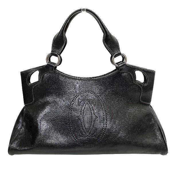 カルティエ Cartier ブラック レザー バッグ ハンドバッグ レディース【中古】