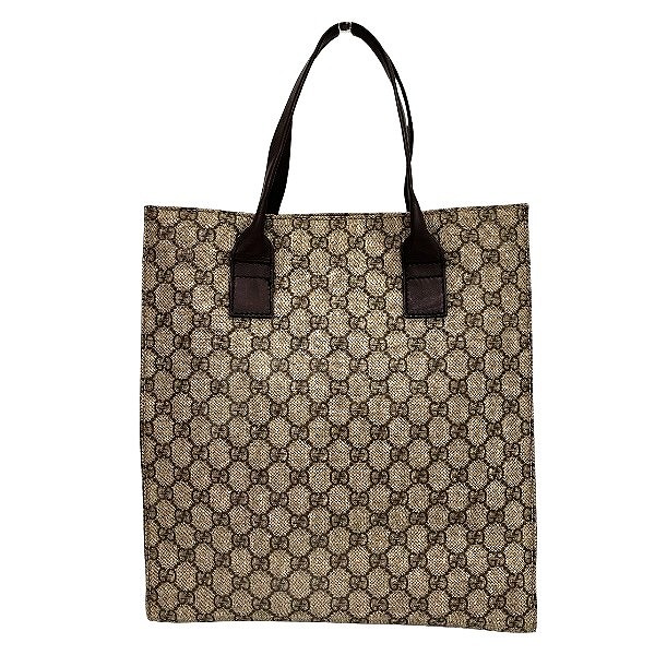 グッチ GUCCI GGスプリーム 91249 ブラウン PVC×レザー バッグ トートバッグ レディース【中古】