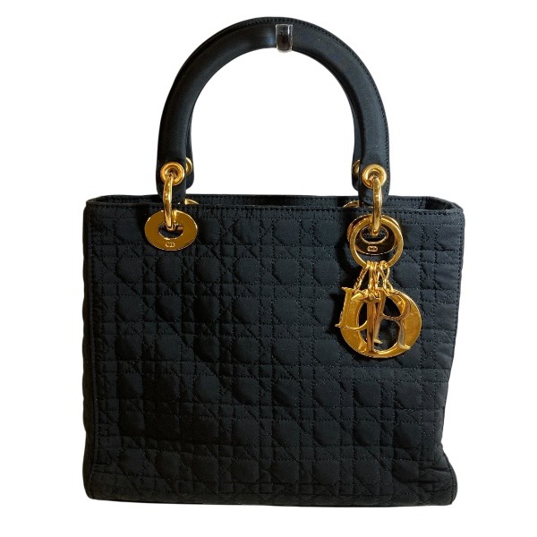 ディオール カナージュ レディディオール ブラック キャンバス バッグ ハンドバッグ レディース【中古】