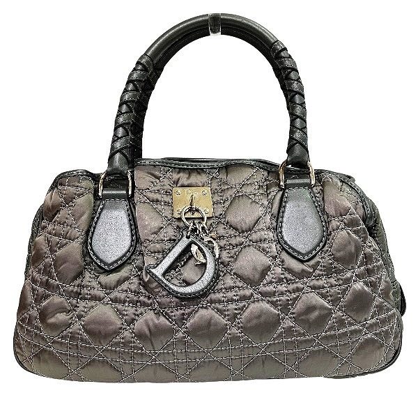 ディオール カナージュ グレー ナイロン バッグ ハンドバッグ レディース【中古】