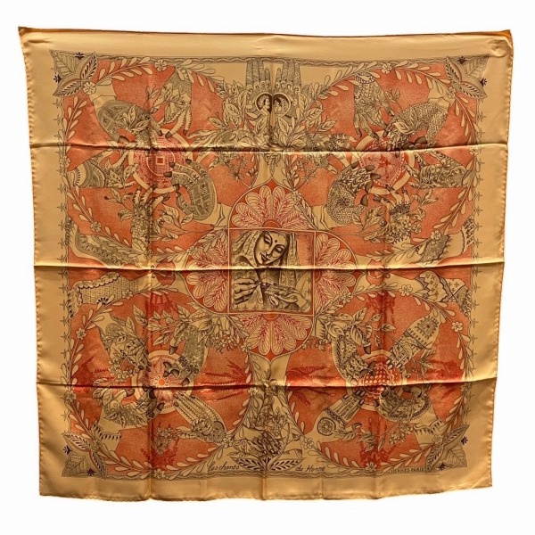 エルメス Hermes Les chants du Henne ヘンナの歌 シルク カレ90 ブランド小物 スカーフ レディース【中古】