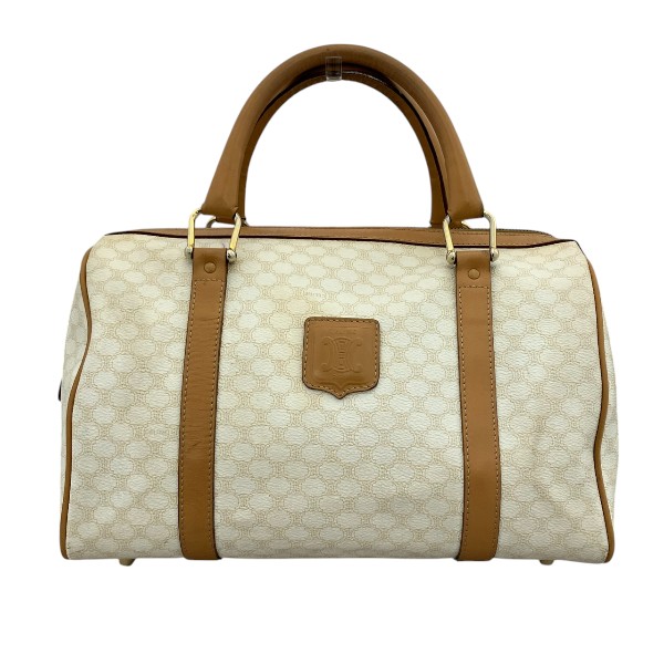 セリーヌ CELINE マカダム ホワイト×ブラウン ミニボストン バッグ ボストンバッグ レディース【中古】