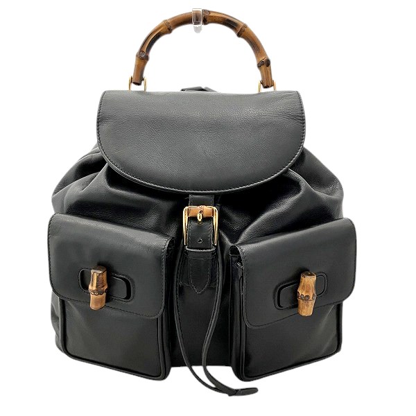 グッチ GUCCI バンブー 003・2058・0016 ブラック バッグ リュック レディース【中古】