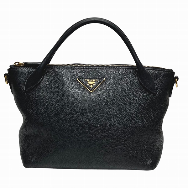 プラダ PRADA 1BA111 レザー ブラック バッグ ハンドバッグ レディース【中古】