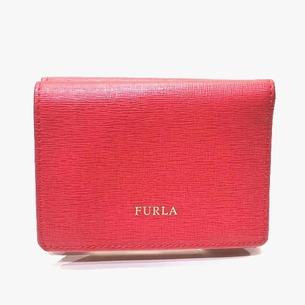 フルラ FURLA レッド レザー 定期入れ 3つ折り財布 レディース【中古】