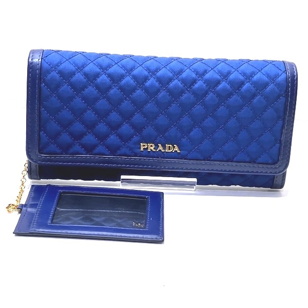 プラダ PRADA 1M1132 ナイロンキルティング パスケース付き 長財布 2つ折り財布 レディース【中古】