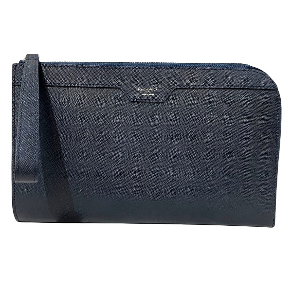 ぺッレモルビダ キャピターノ クラッチバッグ CA011 シボ柄型押し ネイビー バッグ クラッチバッグ メンズ【中古】