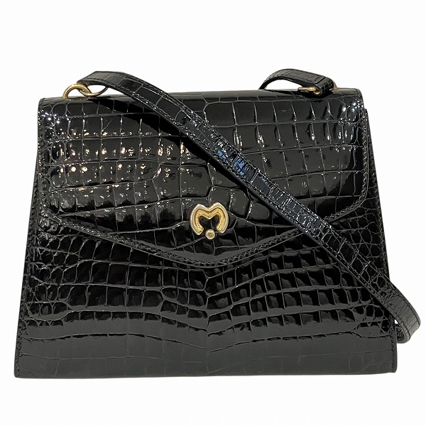 ミラショーン クロコ調 型押しレザー バッグ ショルダーバッグ レディース【中古】