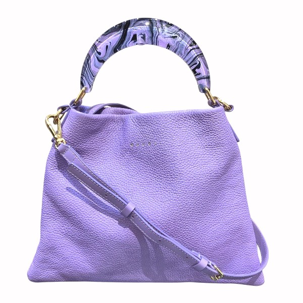 マルニ ヴェニス パープル レザー バッグ ハンドバッグ レディース 美品【中古】